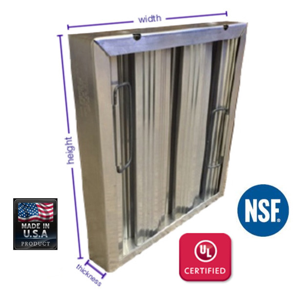 Locking Handle Aluminum Restaurant Hood Grease Filters, 6/Pkg