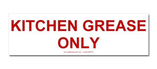 Kitchen Grease Only label - Safety Emporium