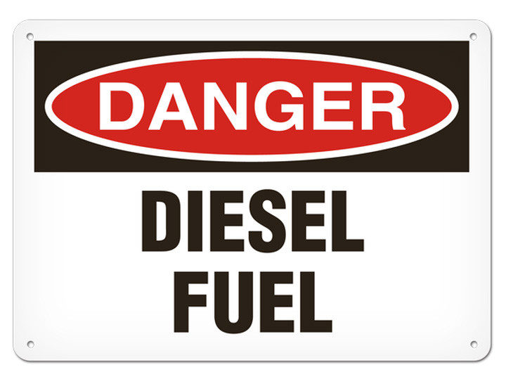DANGER, Diesel Fuel OSHA Signs