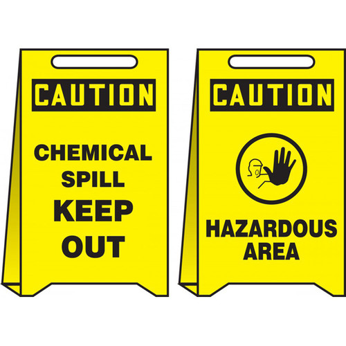 Reversible Caution Chemical Spill Keep Out and Hazardous Area, Fold-Ups ...