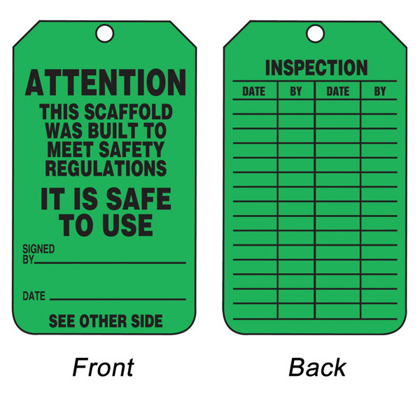 Scaffold Status Tags, Green, Attention...Safe To Use