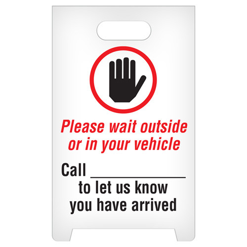 A-Frame Standing Floor Sign, Please Wait Outside Or In Your Vehicle ...