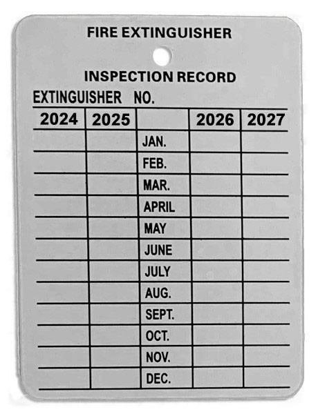 Fire extinguisher inspection tags store