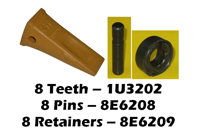 1U3202 Bucket Teeth - 8 Pack, Caterpillar Style, CAT Style - AMT ...