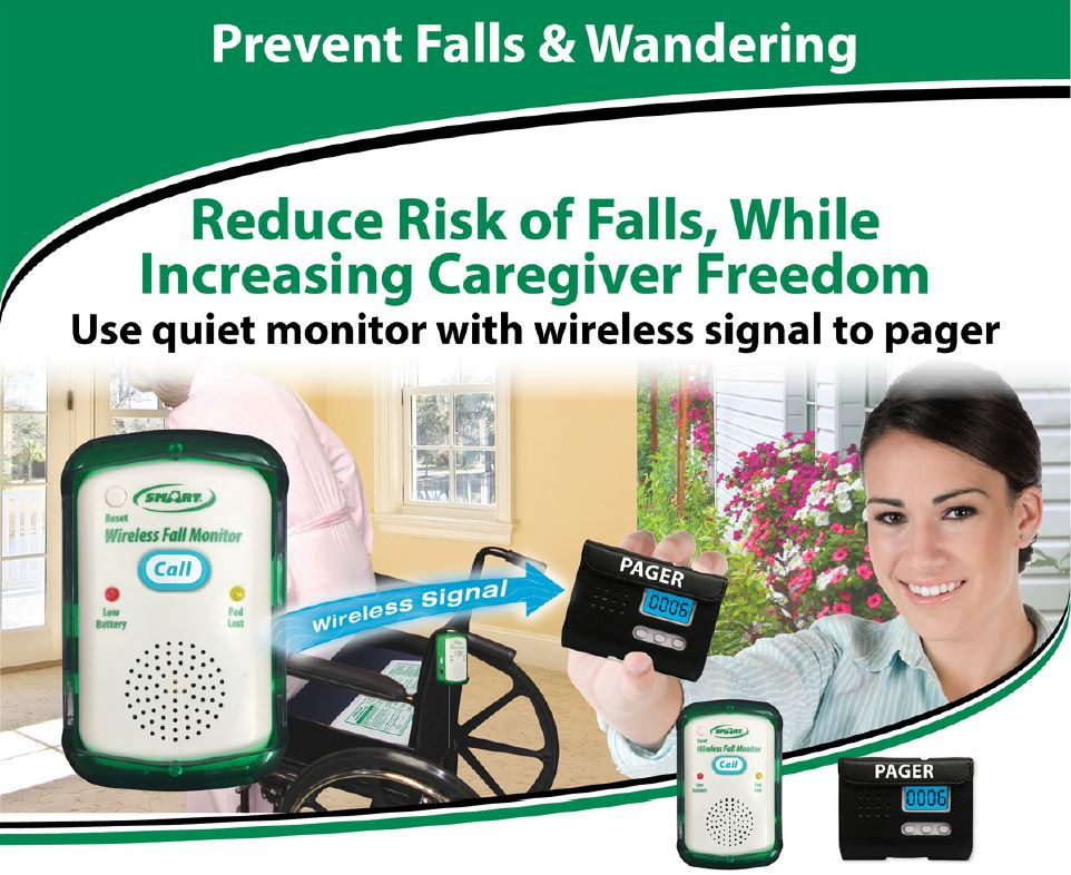 Quiet Wireless Fall Monitor, Comes with Chair Pad 10" x 15" and Pager ...
