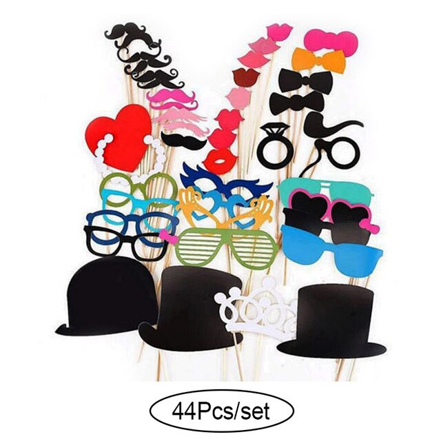 Photo Booth Prop Set - 44 Pieces - CarefullyCrafted