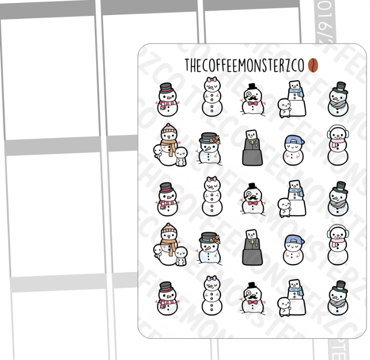TheCoffeeMonsterzCo - Stickers - Funky Snowman Doodles - CarefullyCrafted