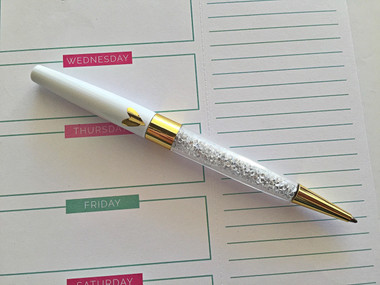 Glitter Pen - Gold Heart - White - CarefullyCrafted