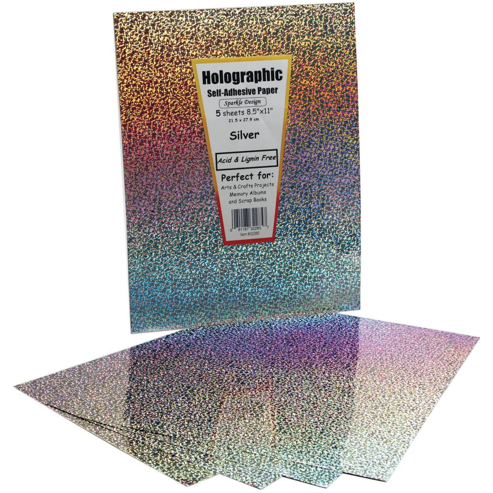Self-Adhesive Specialty Paper 8.5" x 11" - Silver Holographic ...