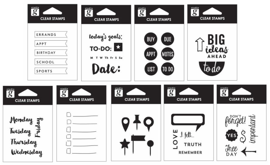 Studio G - Planner Stamp Set - Set of 9 - CarefullyCrafted