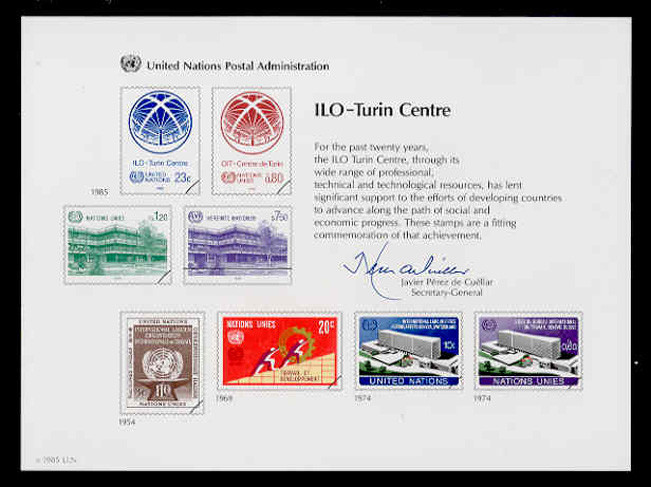 U.N. Souvenir Card # 27 - ILO-Turin Centre - SteveLevineStamps-Plus