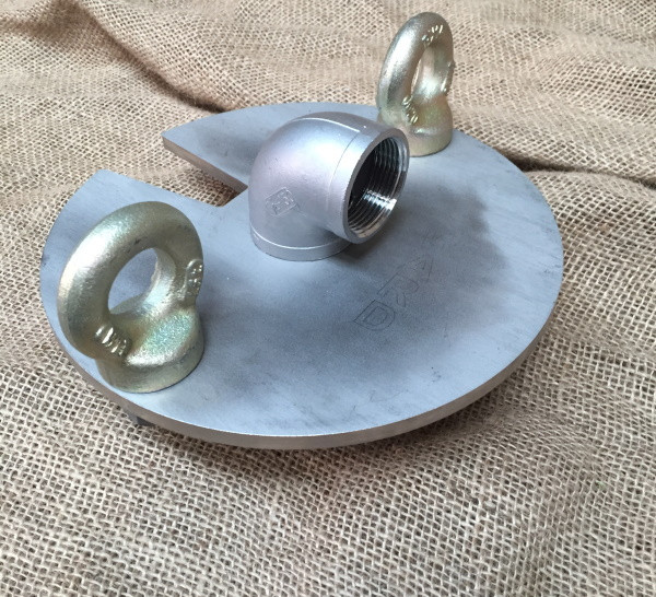 Stainless steel bore cap with 50mm socket entry and 50mm elbow exit ...