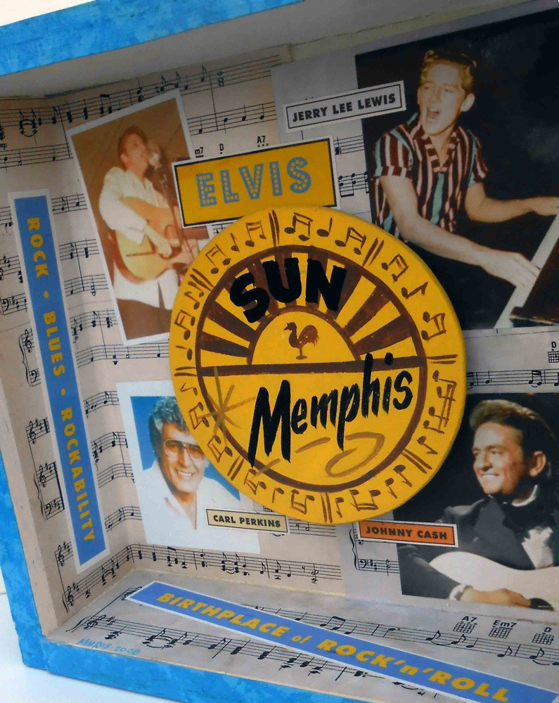 Sun Records Shadow Box -Elvis-Jerry Lee-Carl-Johnny -- by George Borum