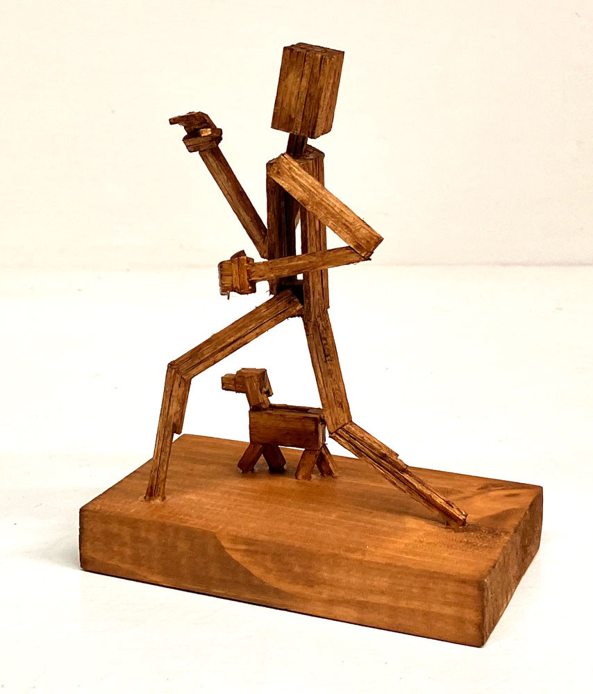 "MATCHSTICK MAN" RUNNING with his DOG - WHIMSEY