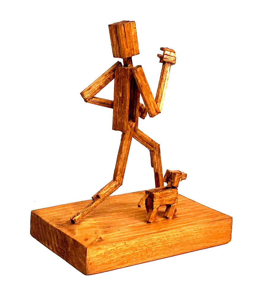 "MATCHSTICK MAN" RUNNING with his DOG - WHIMSEY