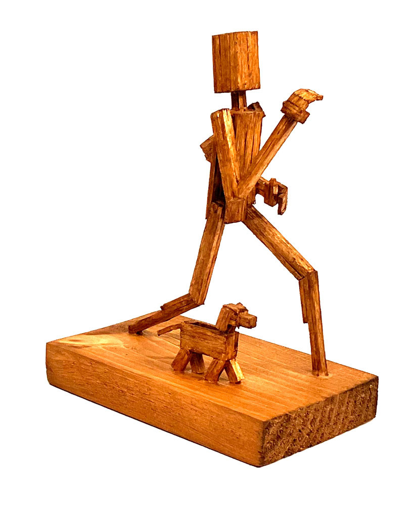 "MATCHSTICK MAN" RUNNING with his DOG - WHIMSEY