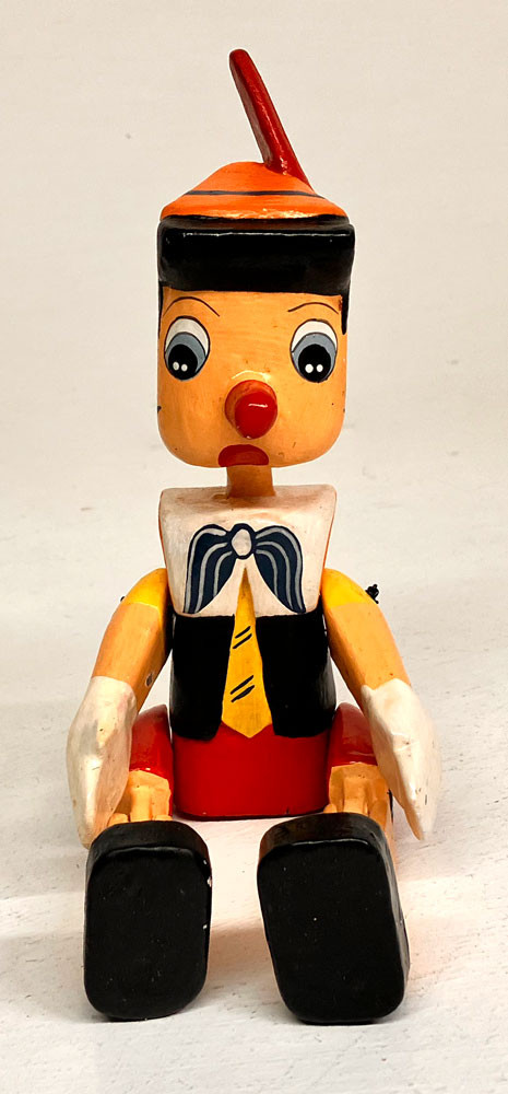PINOCCHIO WOOD CARVING - 8" tall ---- 6" Sitting