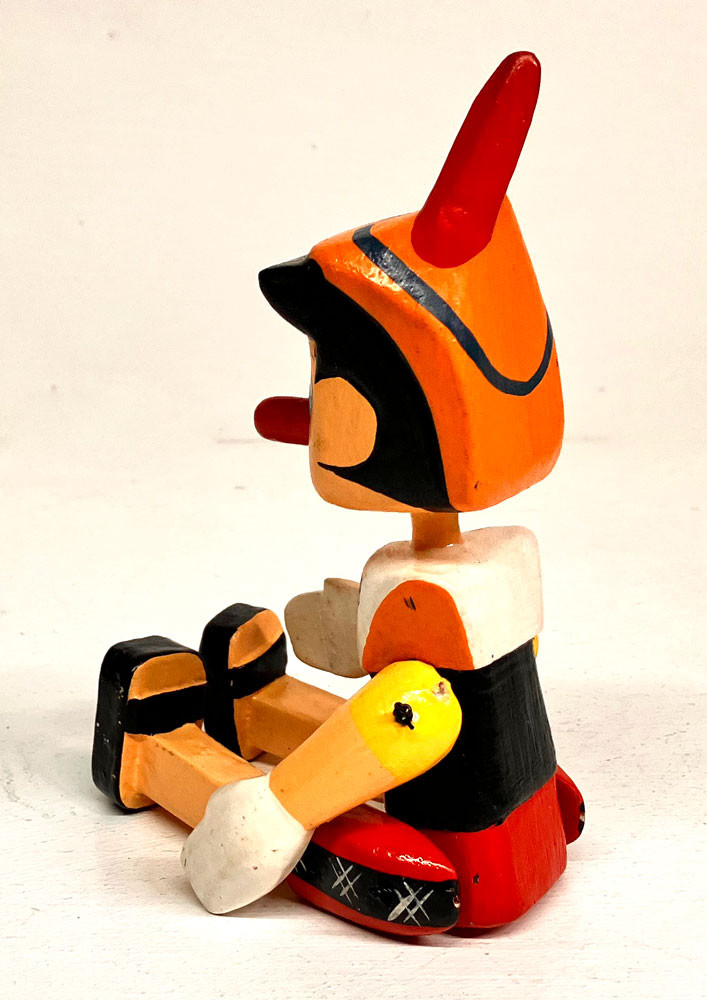 PINOCCHIO WOOD CARVING - 8" tall ---- 6" Sitting