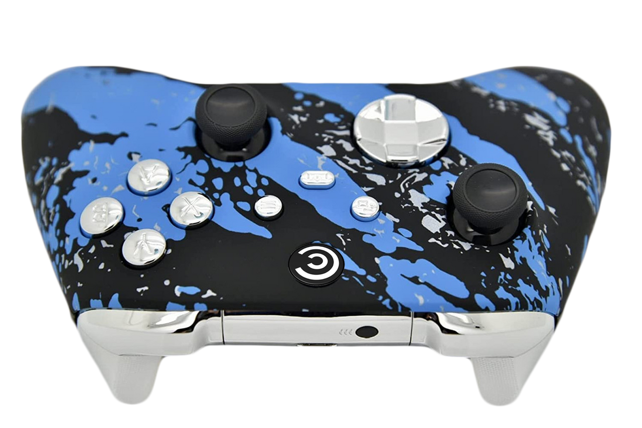 blue and silver xbox controller