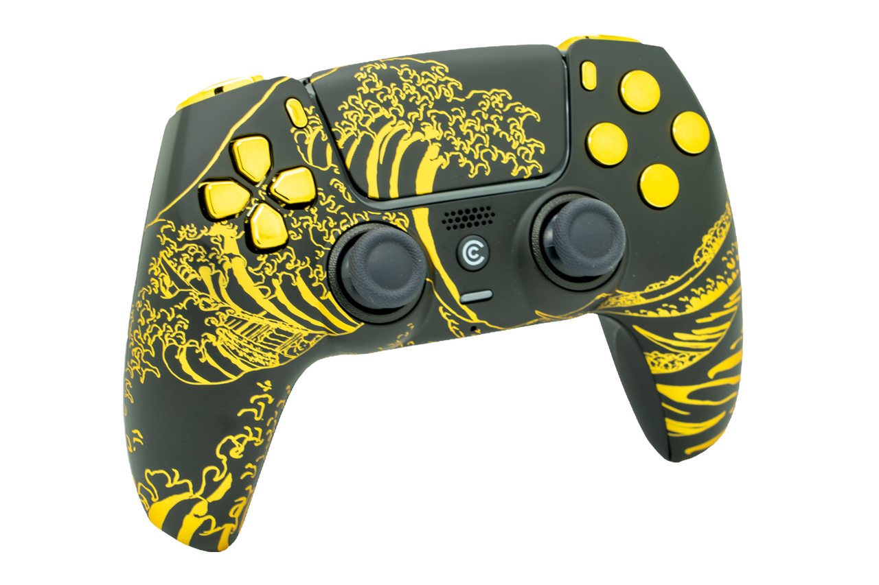 Golden Waves & Gold Chrome Inserts Custom Controller For PS5