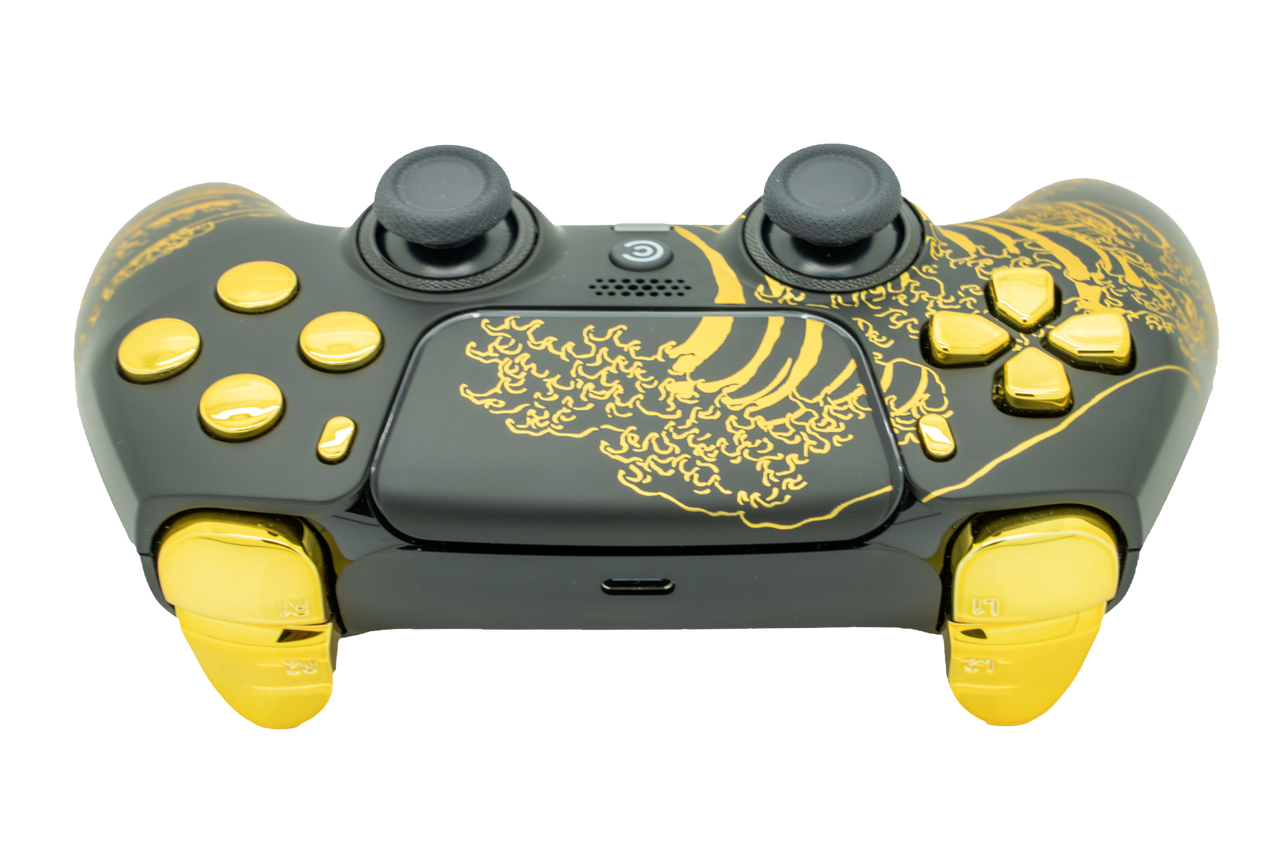 Golden Waves & Gold Chrome Inserts Custom Controller For PS5