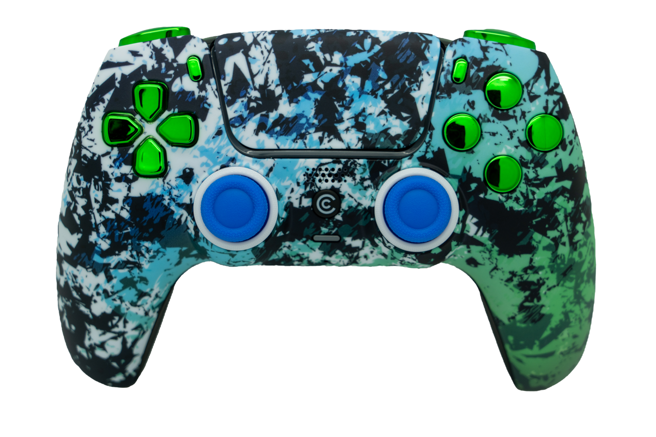 Polar Pixel & Green Chrome Inserts Custom Wireless Controller for PS5