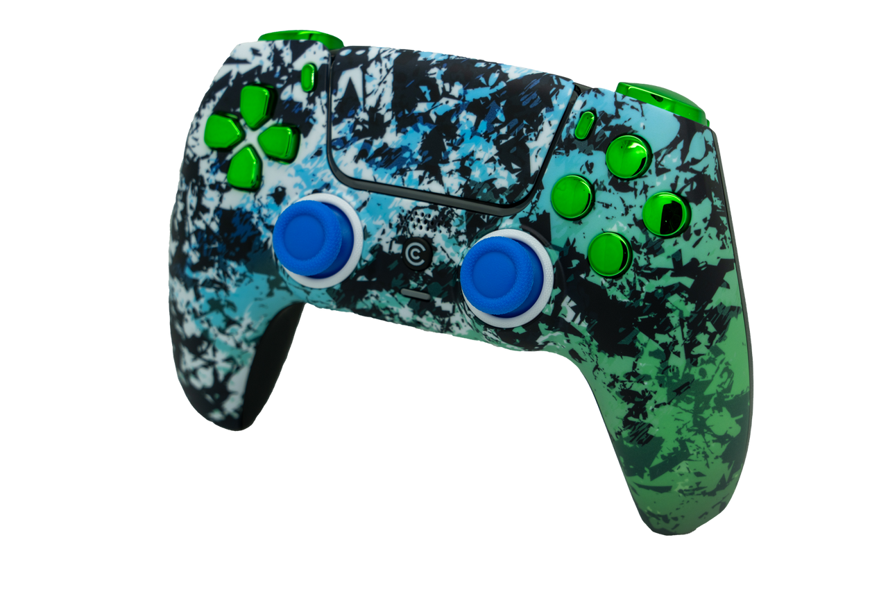 Polar Pixel & Green Chrome Inserts Custom Wireless Controller for PS5