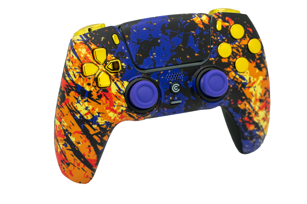 Inferno Galaxy & Gold Chrome Inserts Custom Wireless Controller for PS5
