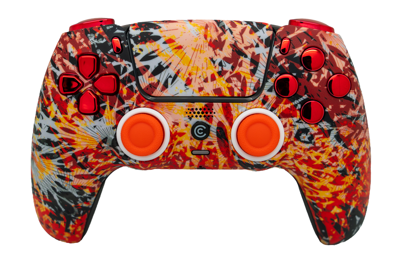 Solar Flare & Red Chrome Inserts Custom Wireless Controller for PS5