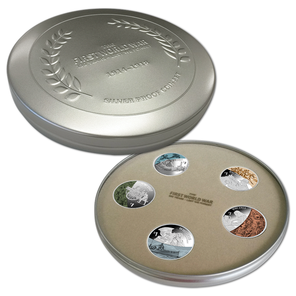 New Zealand - 2014-2018 - ANZAC Silver Coin Set - World War 1 Five Year ...