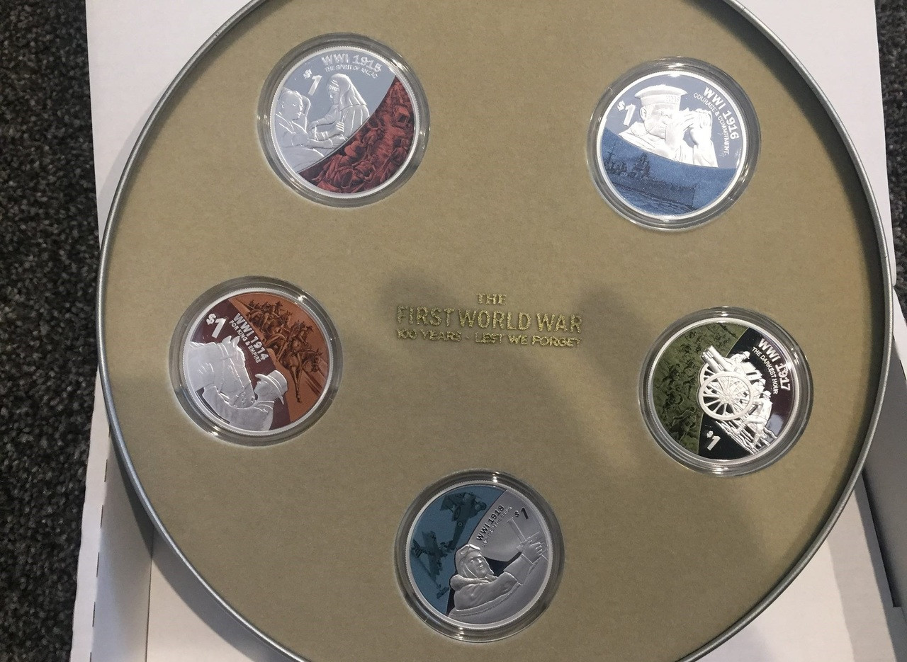 New Zealand - 2014-2018 - ANZAC Silver Coin Set - World War 1 Five Year ...