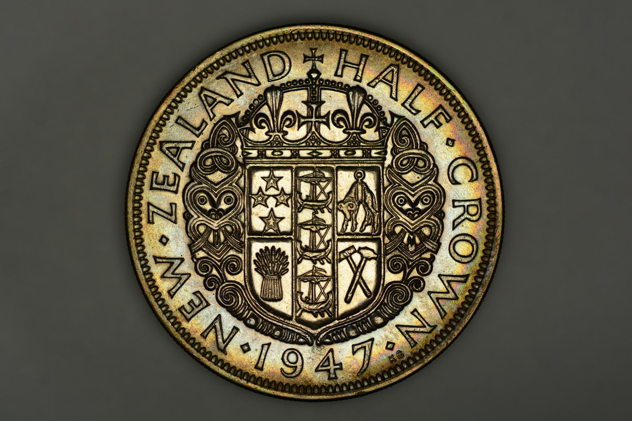 New Zealand - 1947 - Half Crown - KM11a - Very Fine - Oceanic Mint