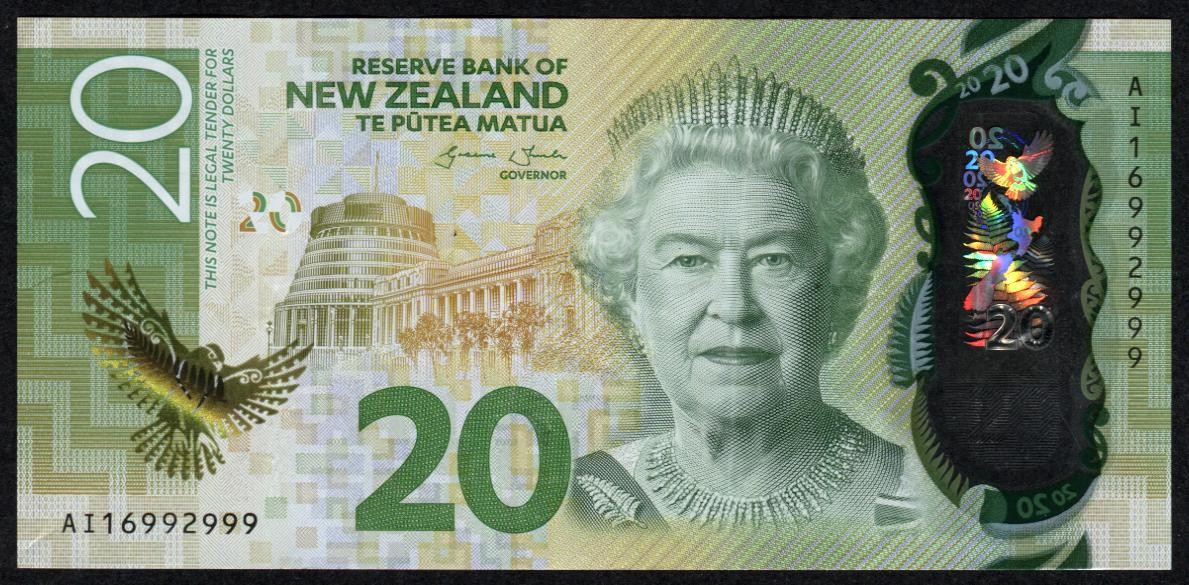 New Zealand - $20 Polymer Note - Wheeler - AF16 992999 - Near Solid ...