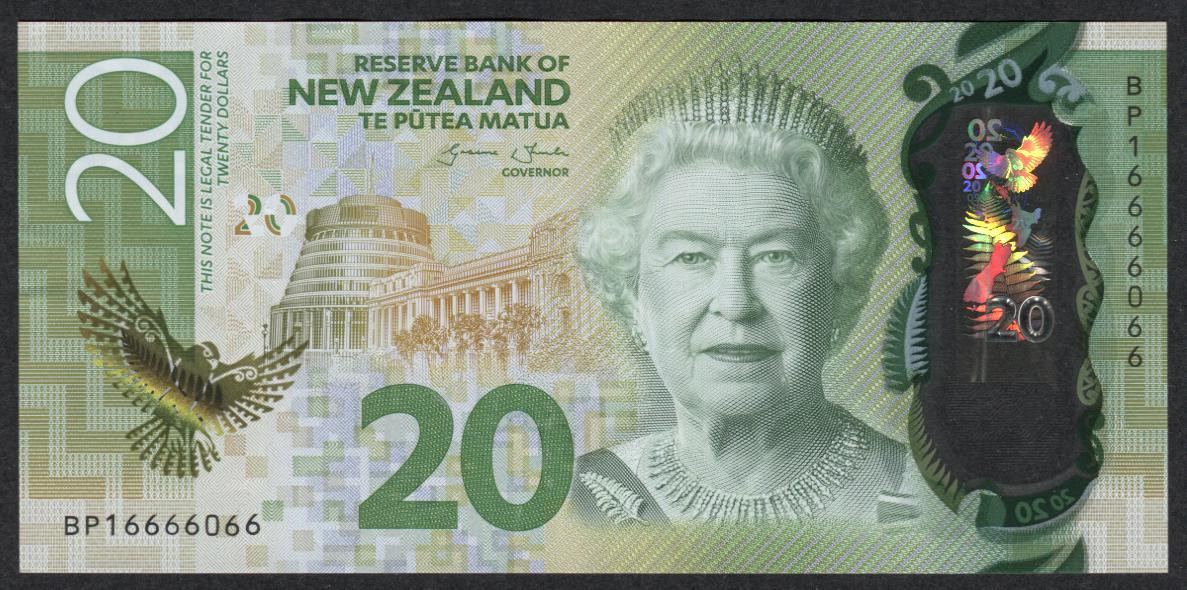 New Zealand - $20 Polymer Note - Wheeler - BP16 666066 - Near Solid ...