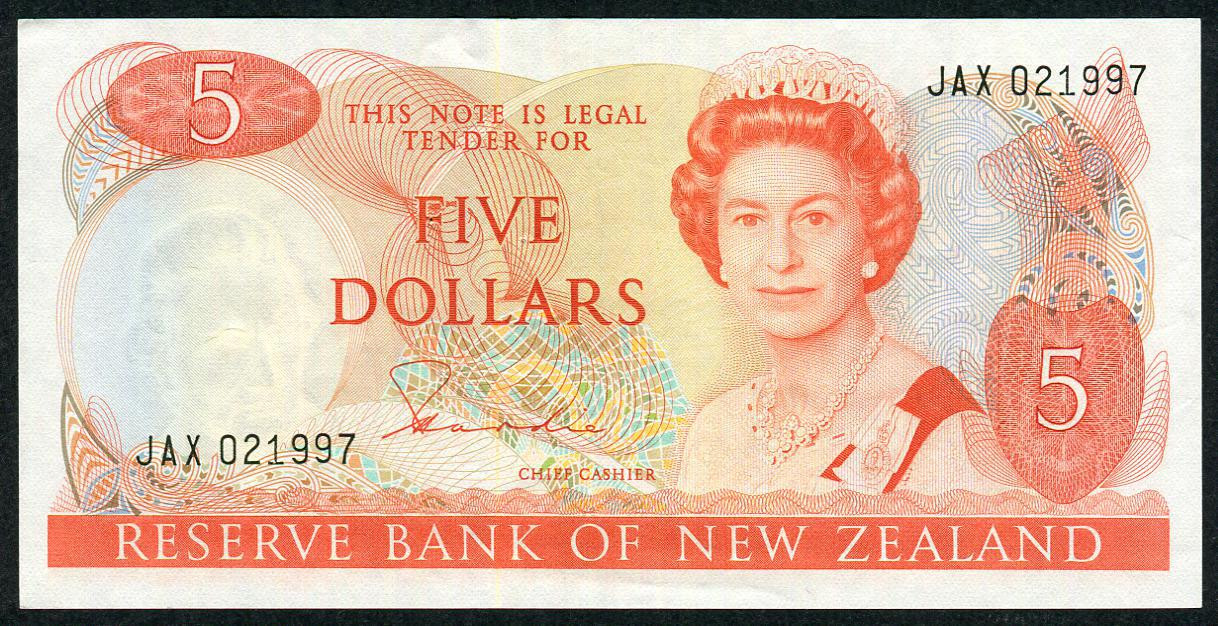 New Zealand - $5 Note - Hardie 'Type 2' - JAX021997- Extremely Fine ...