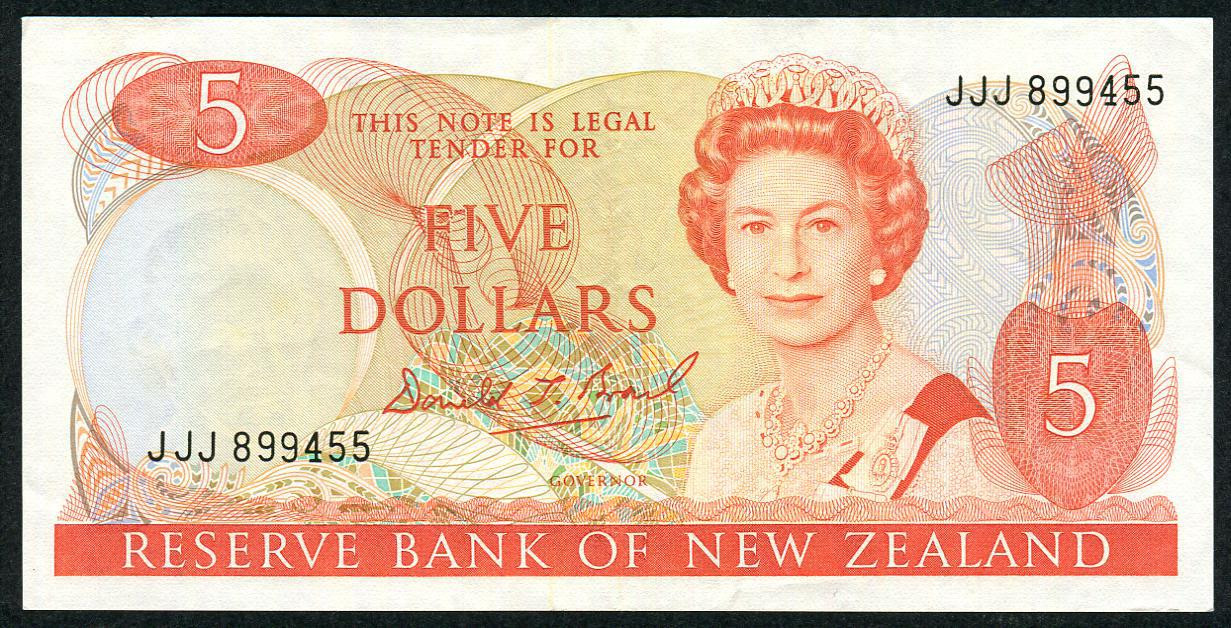New Zealand - $5 Note - Brash - JJJ899455 - Extremely Fine - Oceanic Mint