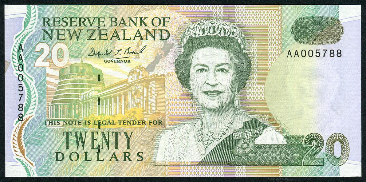 New Zealand - $20 Note - Brash 'Type 3' - AA005788 - First Prefix ...