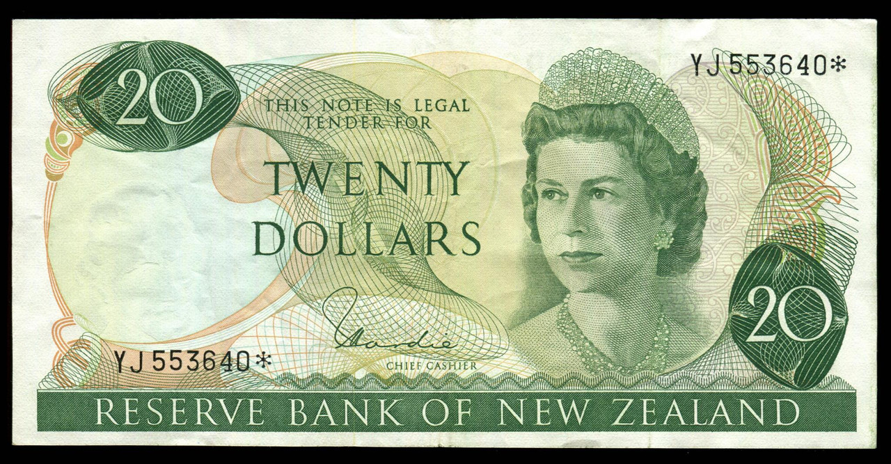 New Zealand - $20 Star Note - Hardie 'Type 1' - YJ553640* Very Fine ...