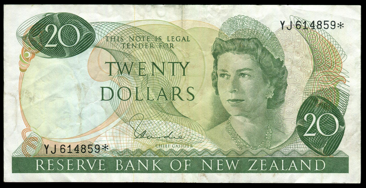 New Zealand - $20 Star Note - Hardie 'Type 1' - YJ614859* Fine ...
