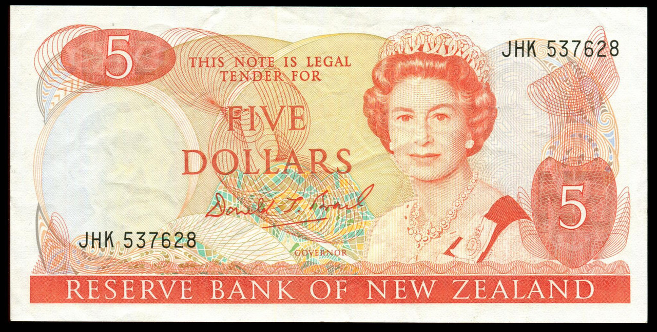 New Zealand - $5 Note - Brash - JHK 537628 - Extremely Fine - Oceanic Mint