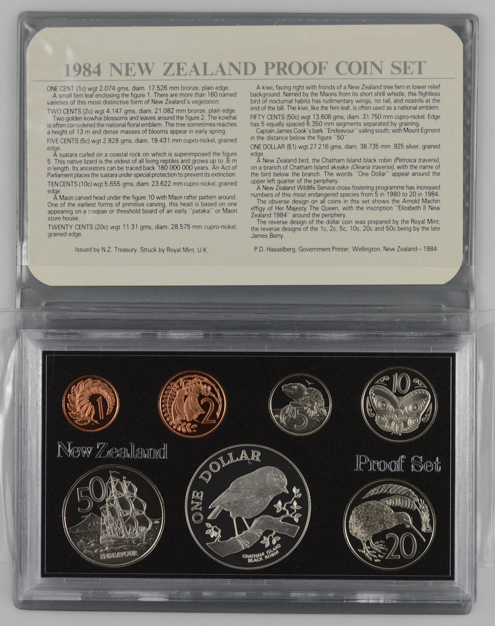 New Zealand - 1984 - Annual Proof Coin Set - Black Robin - Oceanic Mint