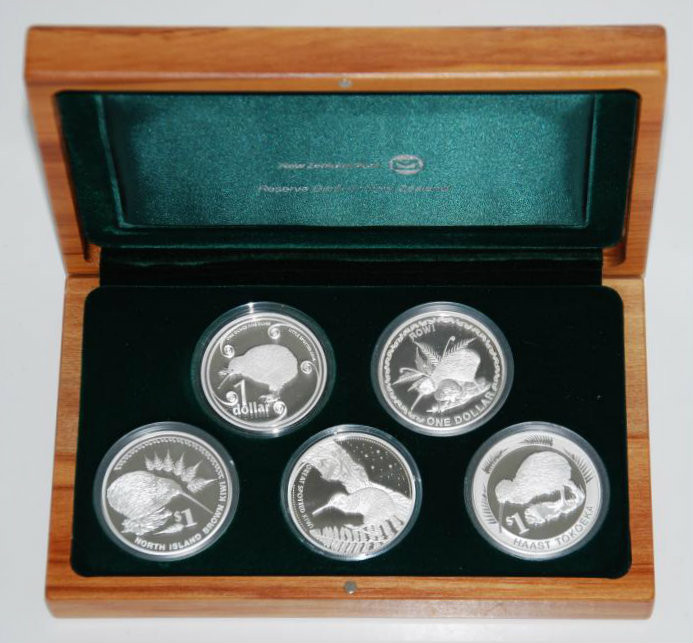 New Zealand - 2004-2008 - Silver Proof Coin Set - 5 Coin Kiwi Set - Oceanic Mint