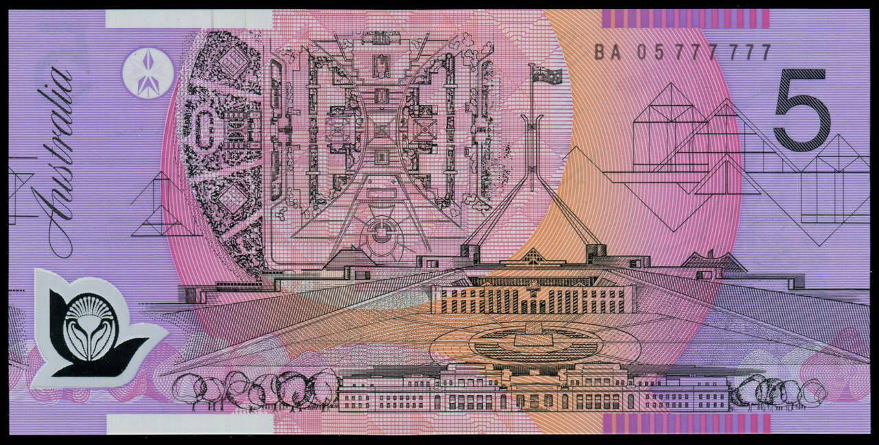Australia - 2005 - $5 BA05 777777 - Solid Serial Number - Oceanic Mint