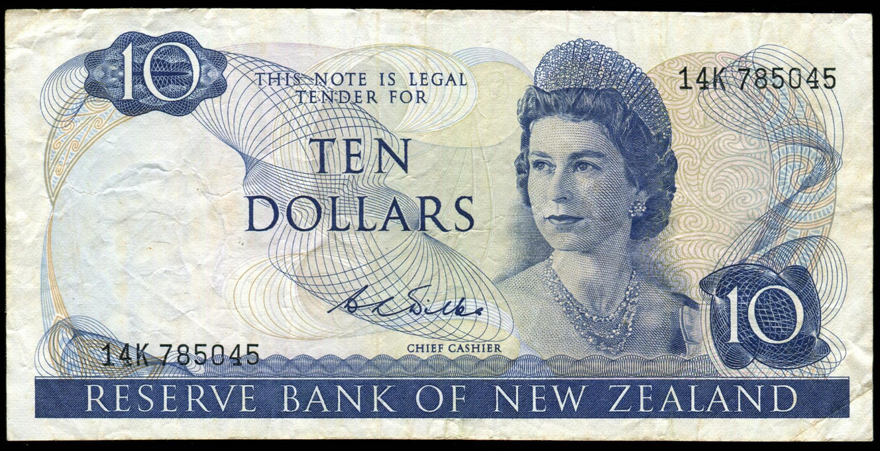 New Zealand - $10 Note - Wilks - 14K 785045 - Fine - Oceanic Mint