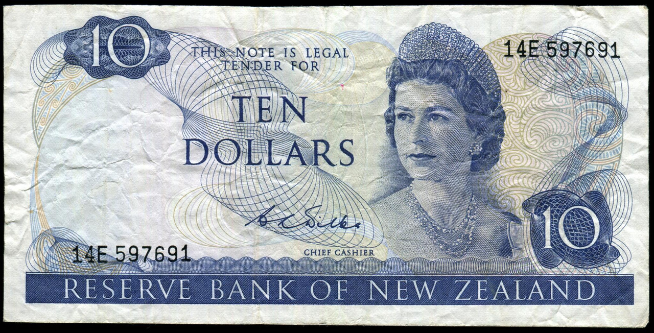 New Zealand - $10 Note - Wilks - 14E 597691 - Fine - Oceanic Mint