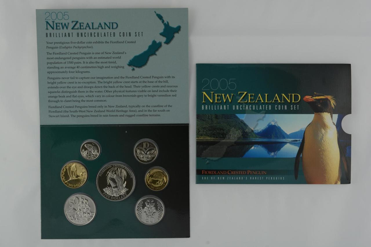 New Zealand - 2005 - Annual Uncirculated Coin Set - Fiordland Crested ...