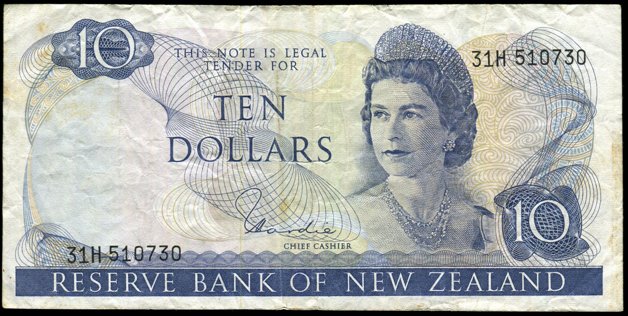 New Zealand - $10 Note - Hardie - Type 1 - 31H 510730 - Fine - Oceanic Mint