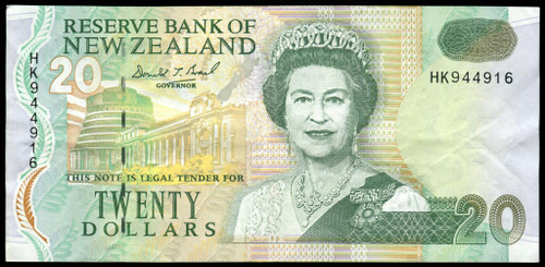 New Zealand - $20 Note - Brash 'Type 3' - HK944916 - Last Prefix - gVF ...