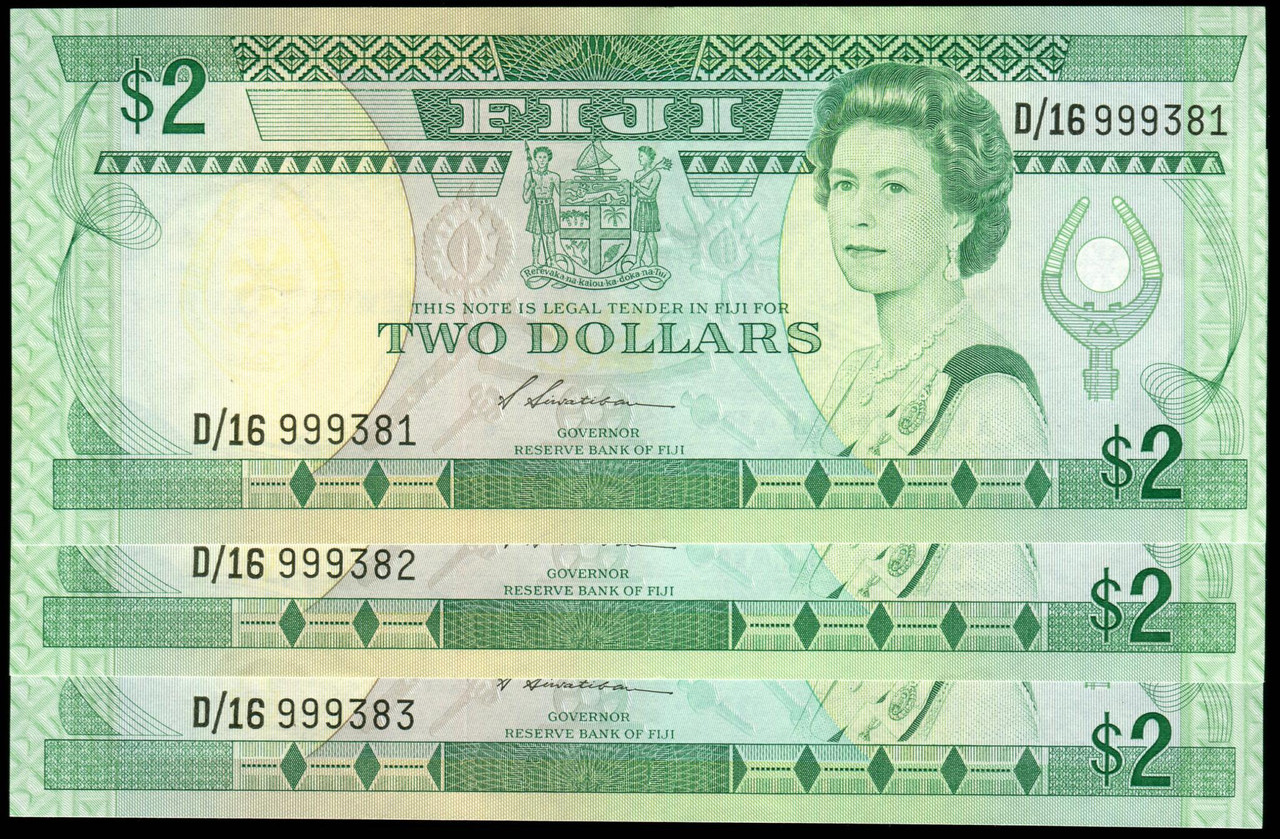 Fiji - $2 - D/16 999381 - D/16 999383 - P90a - aUnc - Oceanic Mint