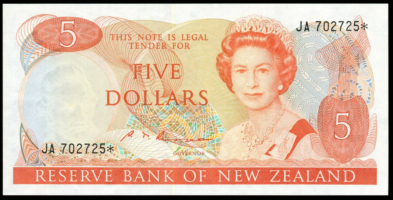 New Zealand - $5 Star Note - Russell - JA 702725* - Uncirculated ...